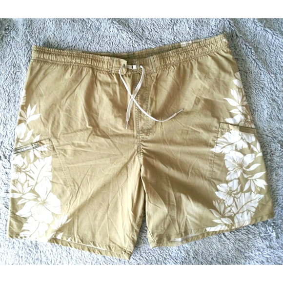 Speedo | Swim | Speedo Mens Beige White Floral Swim Trunks Board Shorts ...
